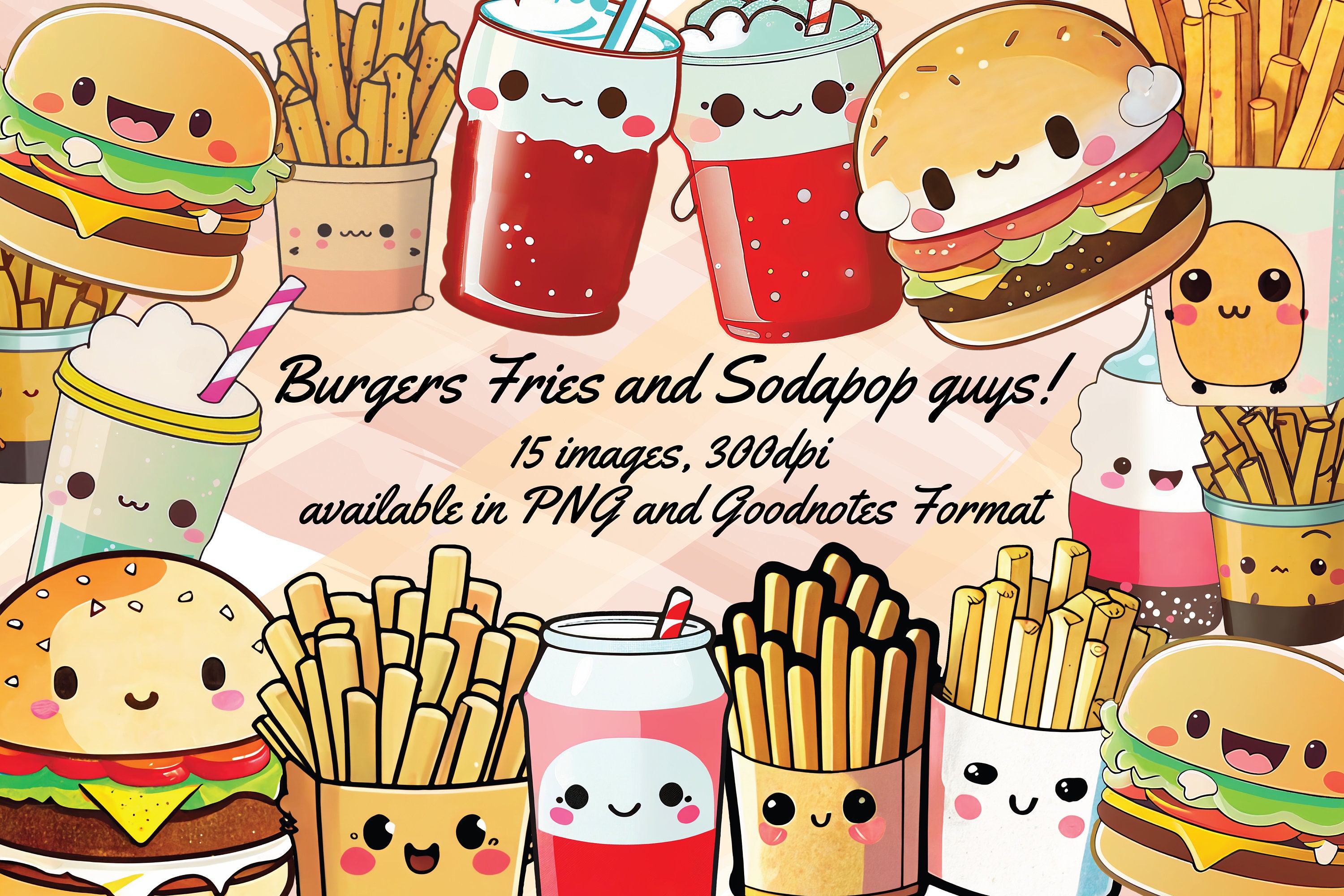 Kawaii Digital Fast Food Sticker Pack Goodnotes Format and PNG With ...