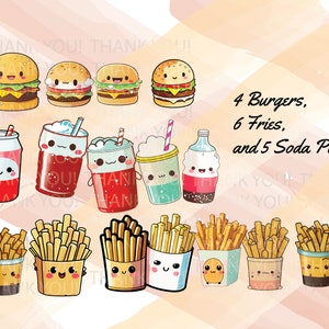Kawaii Digital Fast Food Sticker Pack - Goodnotes Format and PNG With ...