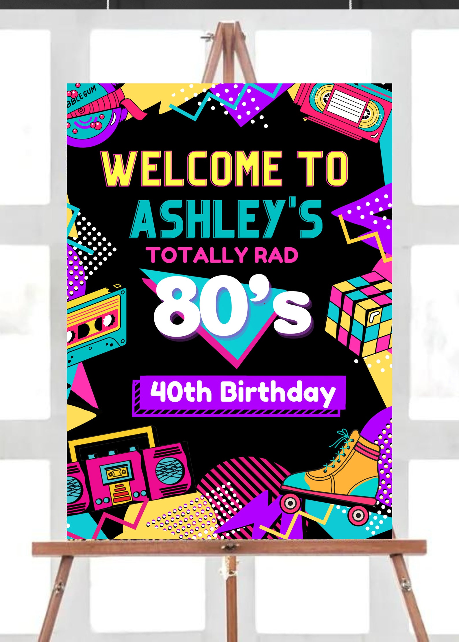 80s Theme Birthday Welcome Sign| Printable Retro Welcome| 80s Themed ...