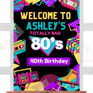 80s Theme Birthday Welcome Sign| Printable Retro Welcome| 80s Themed ...