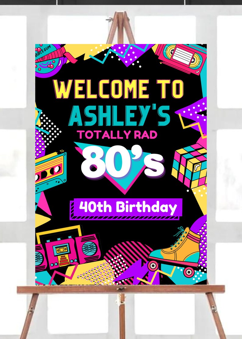 80s Theme Birthday Welcome Sign| Printable Retro Welcome| 80s Themed ...