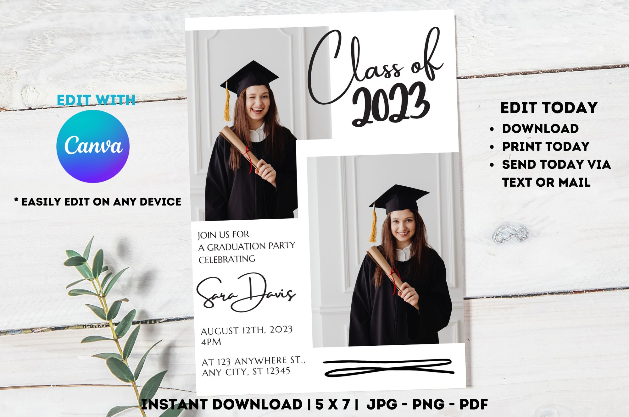 Minimalist Graduation Party Invitation, Modern Graduation Announcement ...