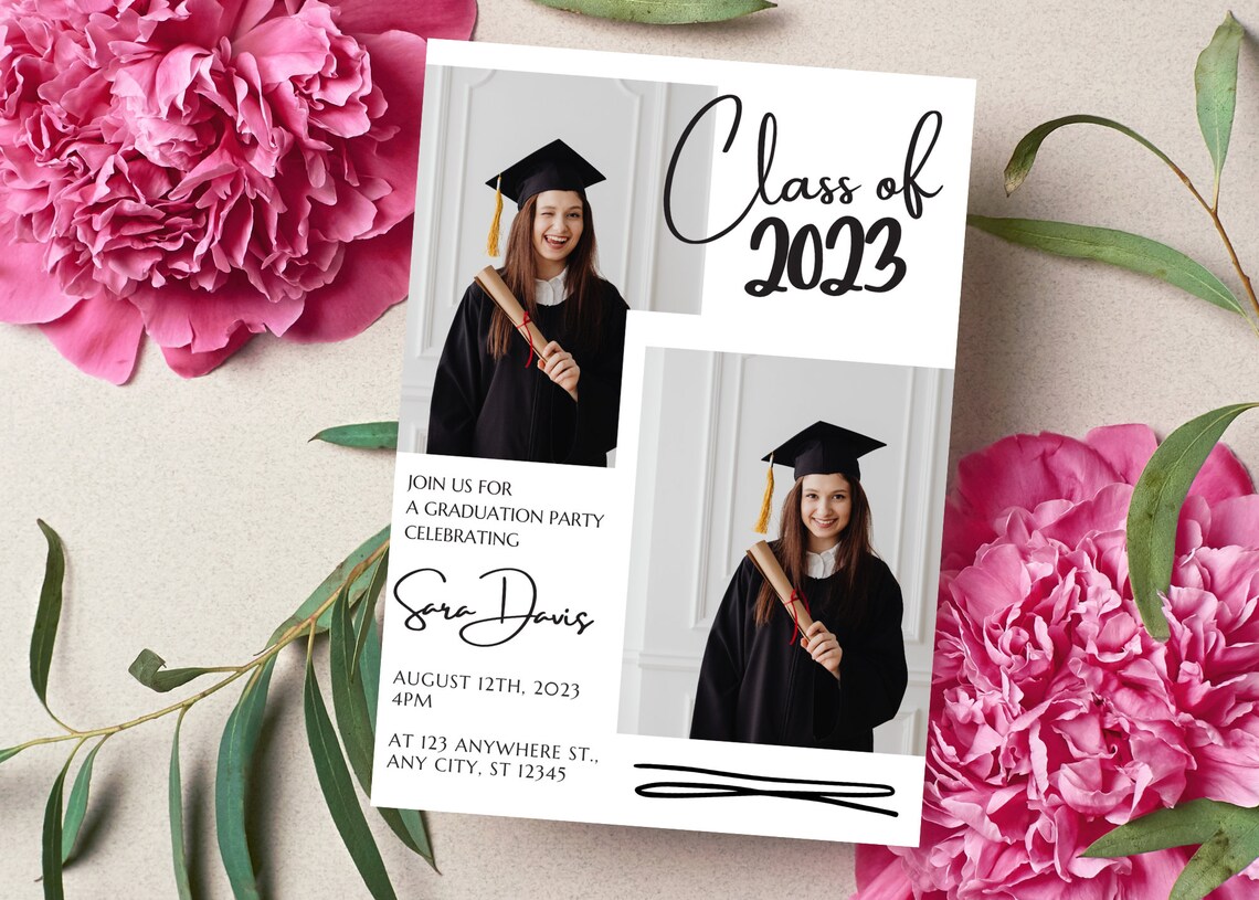 Minimalist Graduation Party Invitation, Modern Graduation Announcement ...
