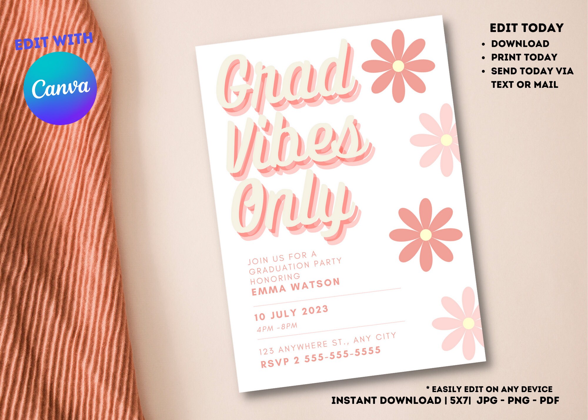 Retro Graduation Invitation | Class of 2023 | Groovy Grad Vibes Only ...