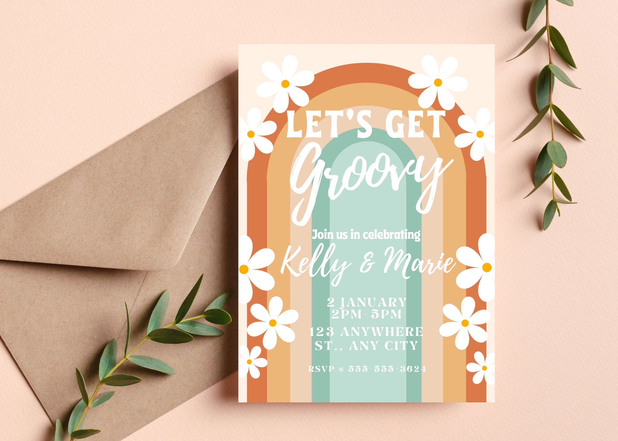 Lets Get Groovy Party Invitation 70s Theme Daisies - Etsy