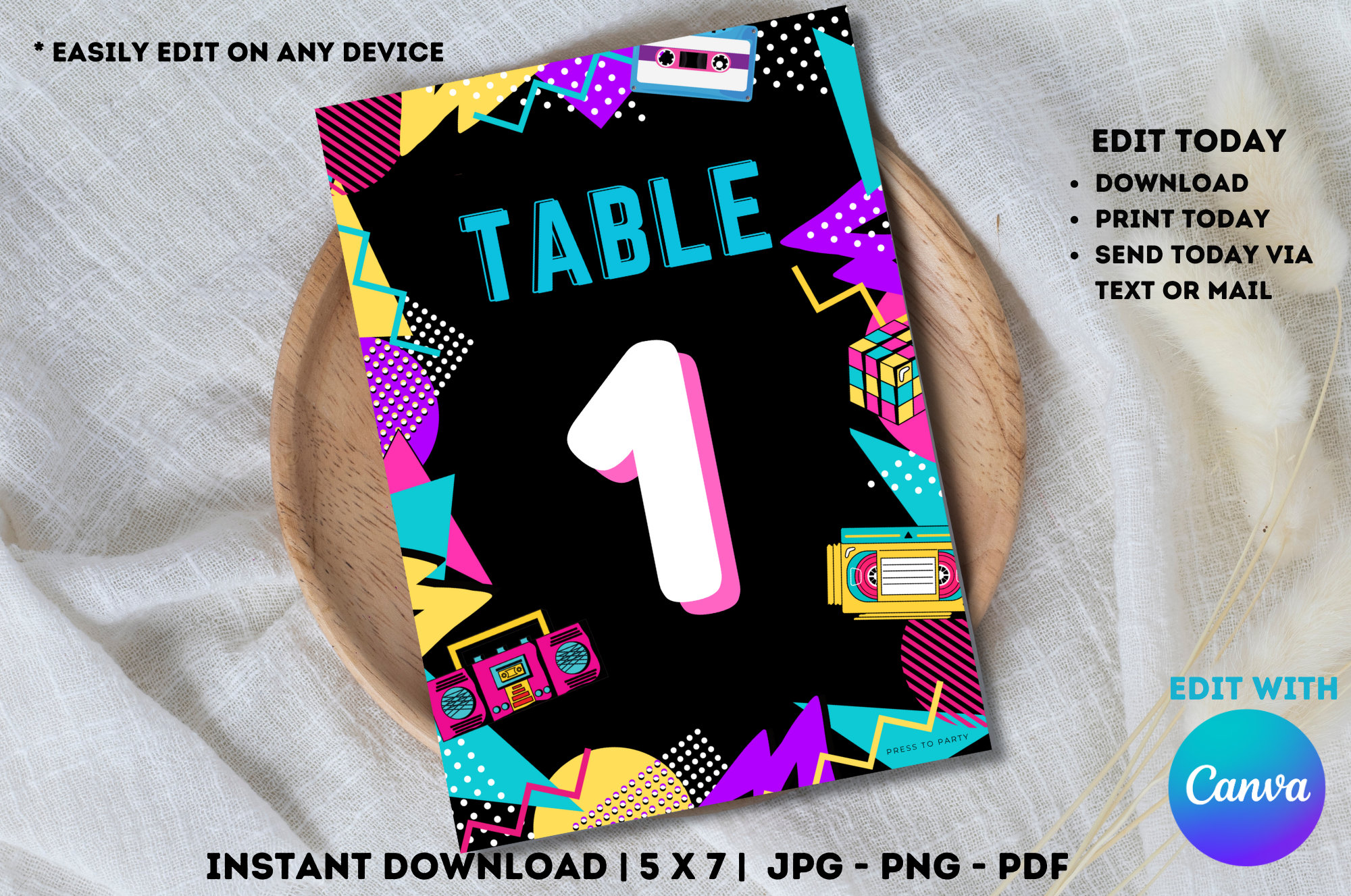 80s Party Table Numbers: Retro Theme Decorations (instant Download) - Etsy