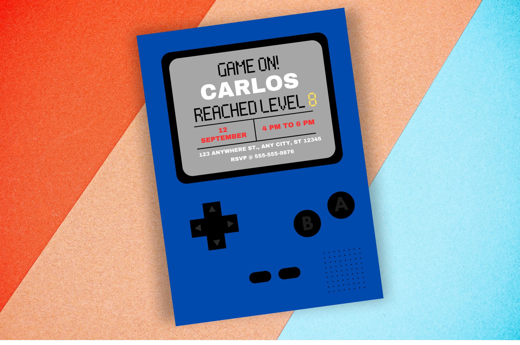 Video Game Party Invitation Gamer Birthday Invite Retro Gameboy Invite ...