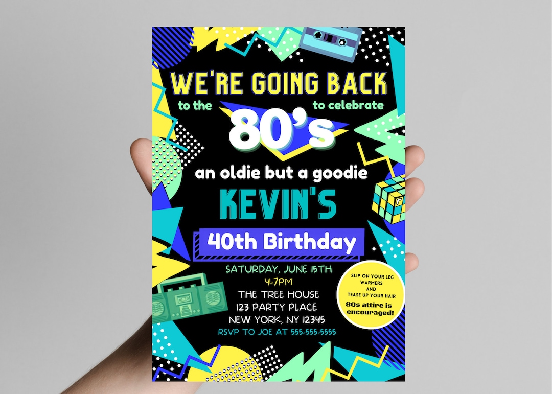 80s Theme Birthday Invitation: Retro Party, Editable Digital Invite - Etsy