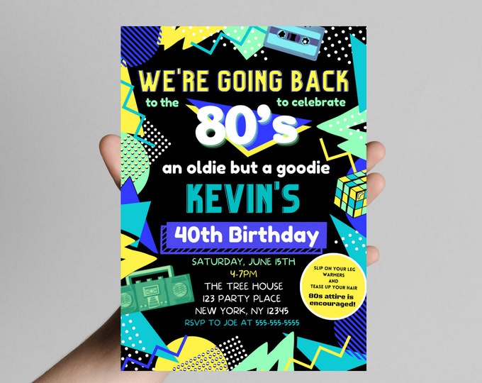 80s Party Invitation Template | Back to the 80s Theme Party Invite ...
