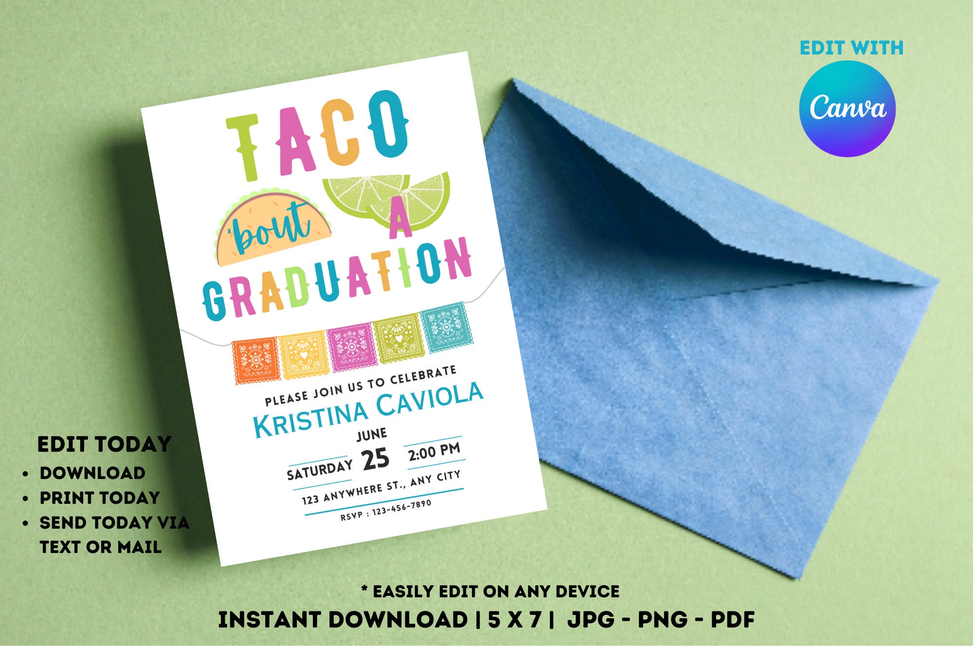 Fiesta Graduation Party Invitation Taco Bout Graduation Announcement ...