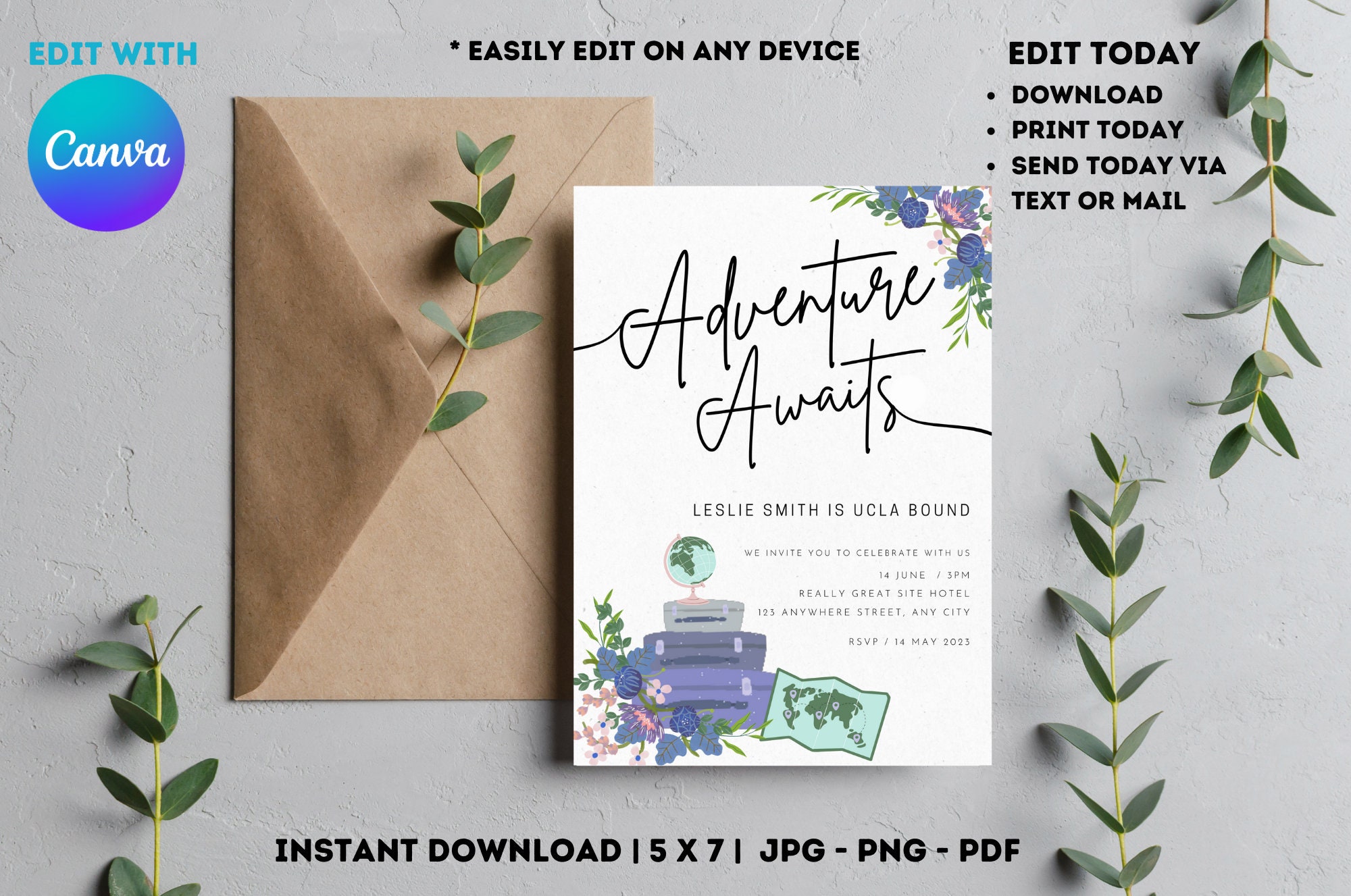 Adventure Awaitstravel Graduation Party Invitation 2023 Graduation ...