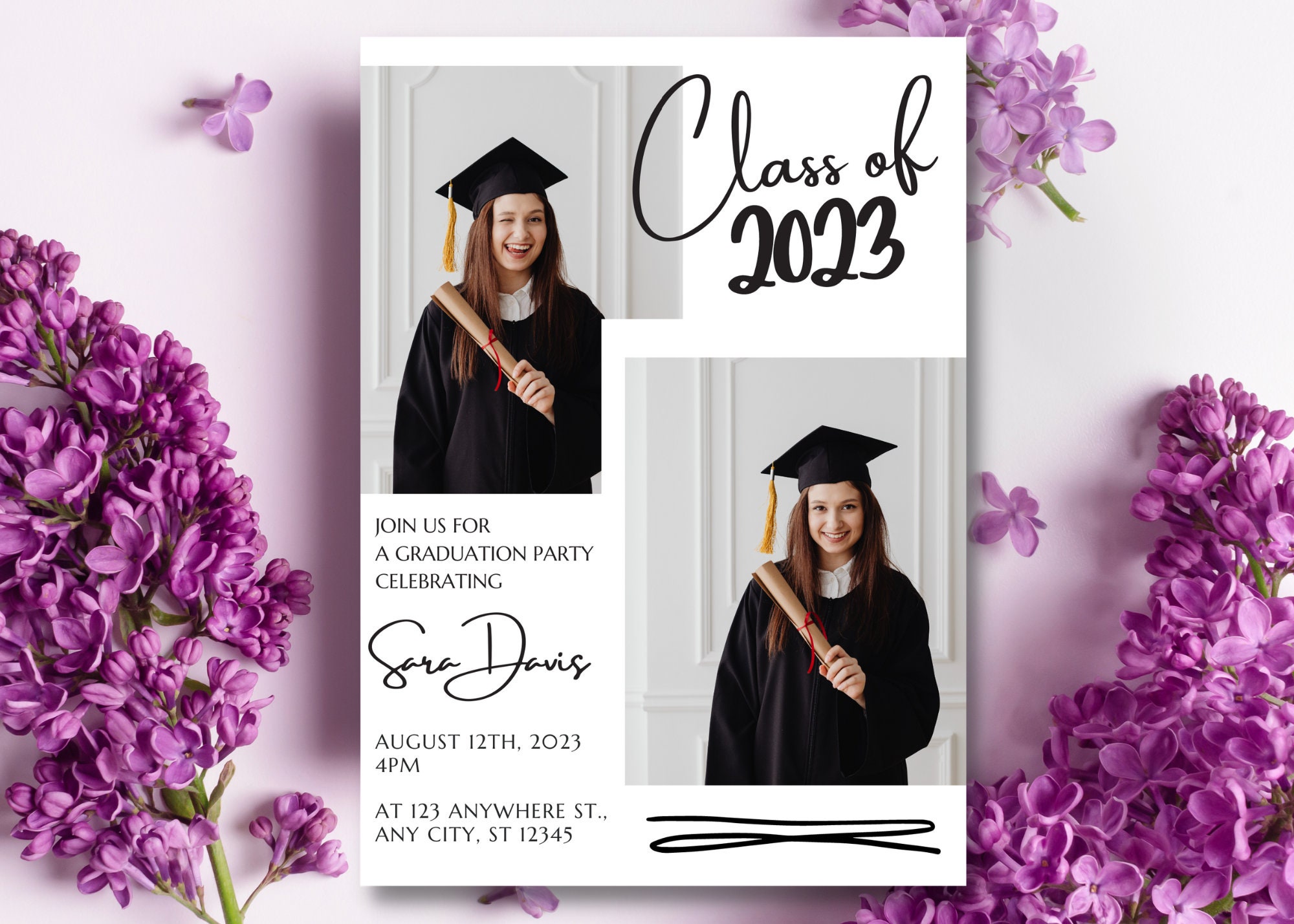 Minimalist Graduation Party Invitation, Modern Graduation Announcement ...