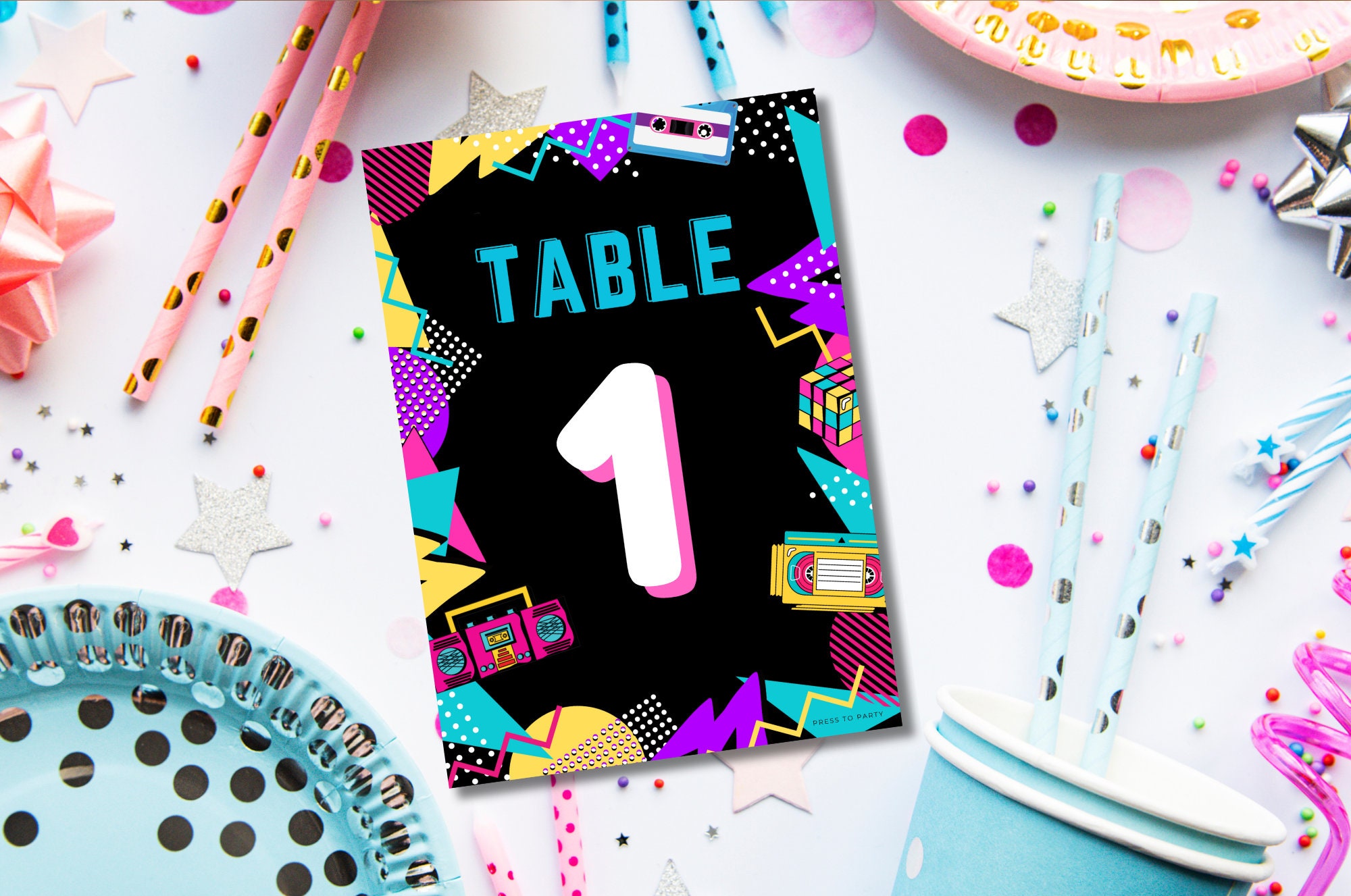 80s Party Table Numbers: Retro Theme Decorations (instant Download) - Etsy
