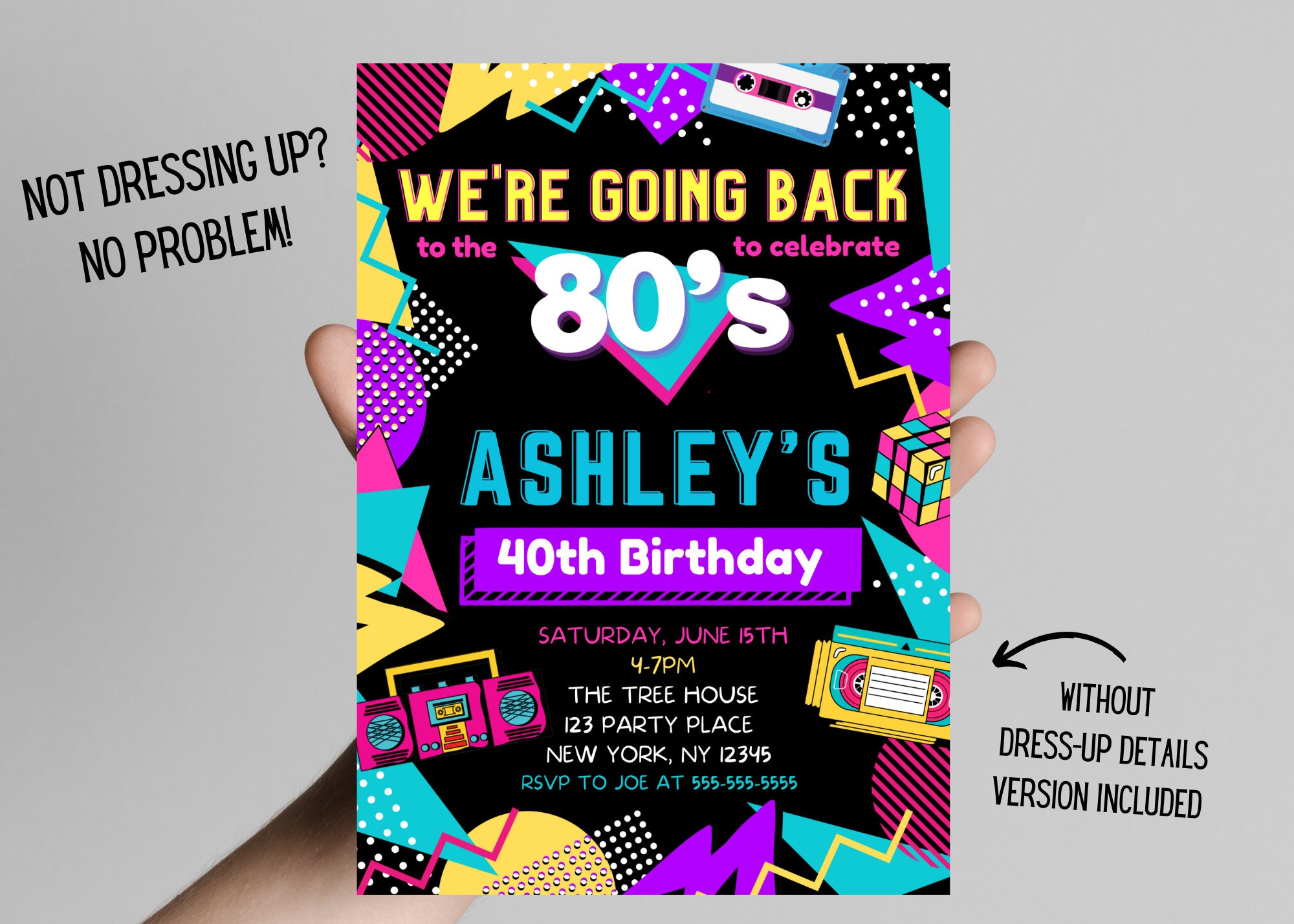 Invitación de cumpleaños temática de los años 80 / Regreso a los años ...