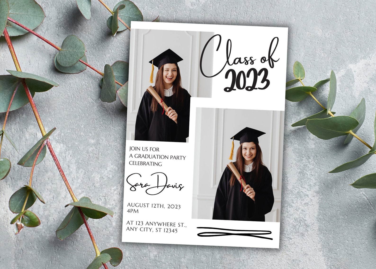 Minimalist Graduation Party Invitation, Modern Graduation Announcement ...