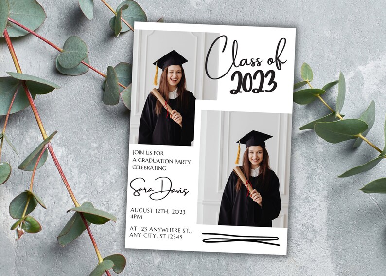 Minimalist Graduation Party Invitation, Modern Graduation Announcement ...