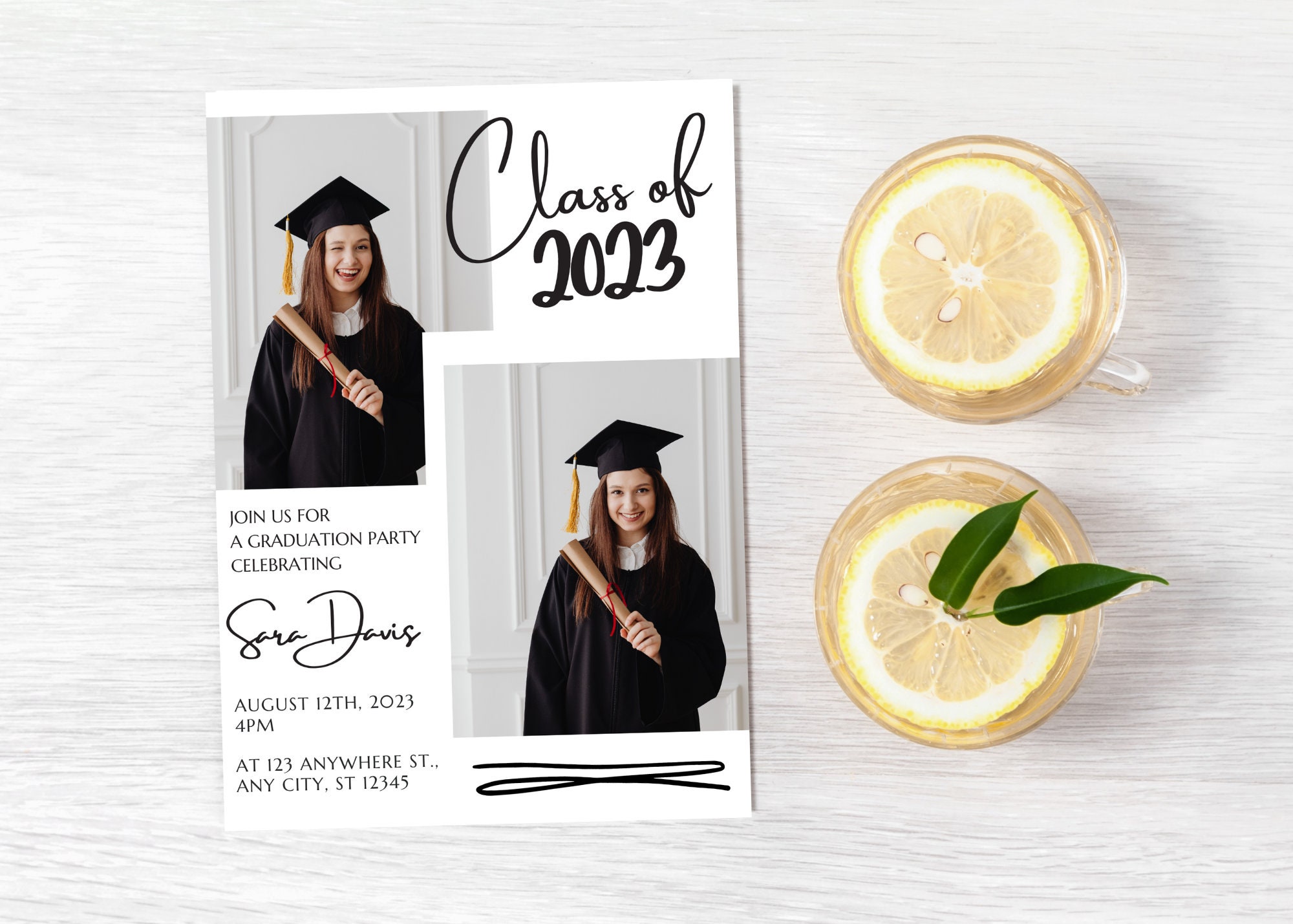 Minimalist Graduation Party Invitation, Modern Graduation Announcement ...