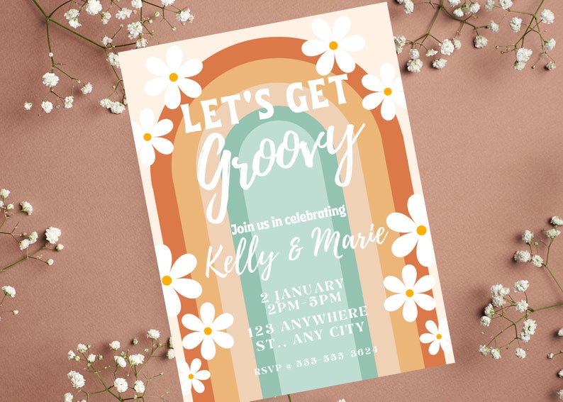 Lets Get Groovy Party Invitation 70s Theme Daisies - Etsy