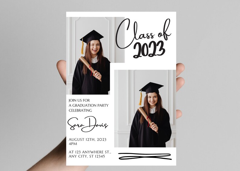 Minimalist Graduation Party Invitation, Modern Graduation Announcement ...