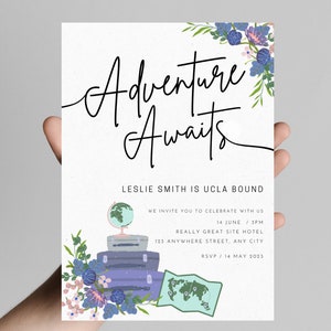 Adventure Awaits|travel Graduation Party Invitation |2023 Graduation ...