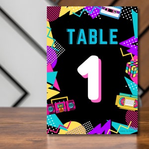80s Party Table Numbers: Retro Theme Decorations (instant Download) - Etsy