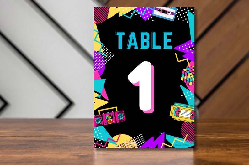 80s Party Table Numbers: Retro Theme Decorations (instant Download) - Etsy