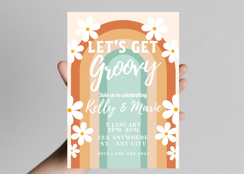 Lets Get Groovy Party Invitation 70s Theme Daisies - Etsy