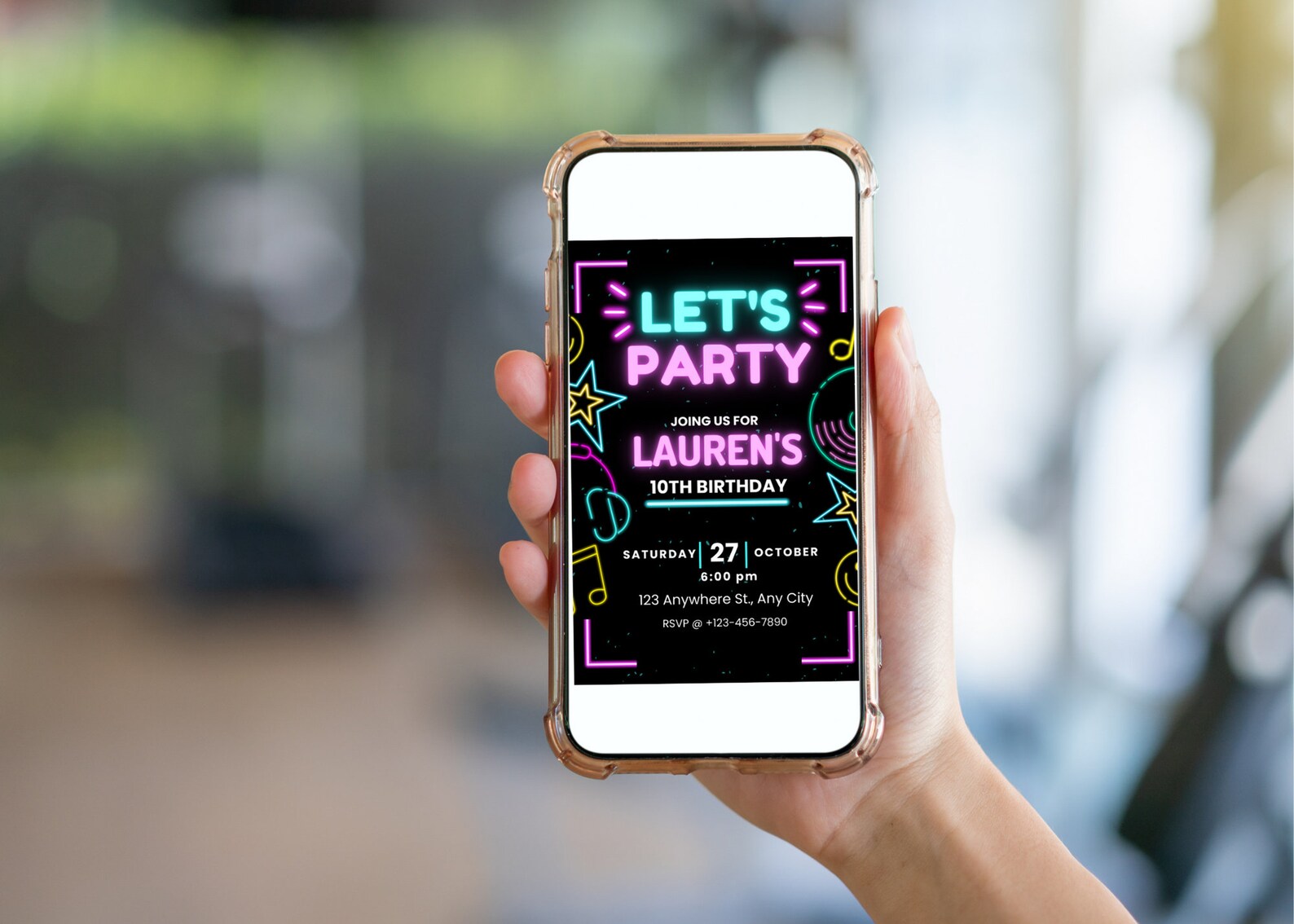 Glow Party Birthday Invitation| Glow Invitation| Glow Party Template ...