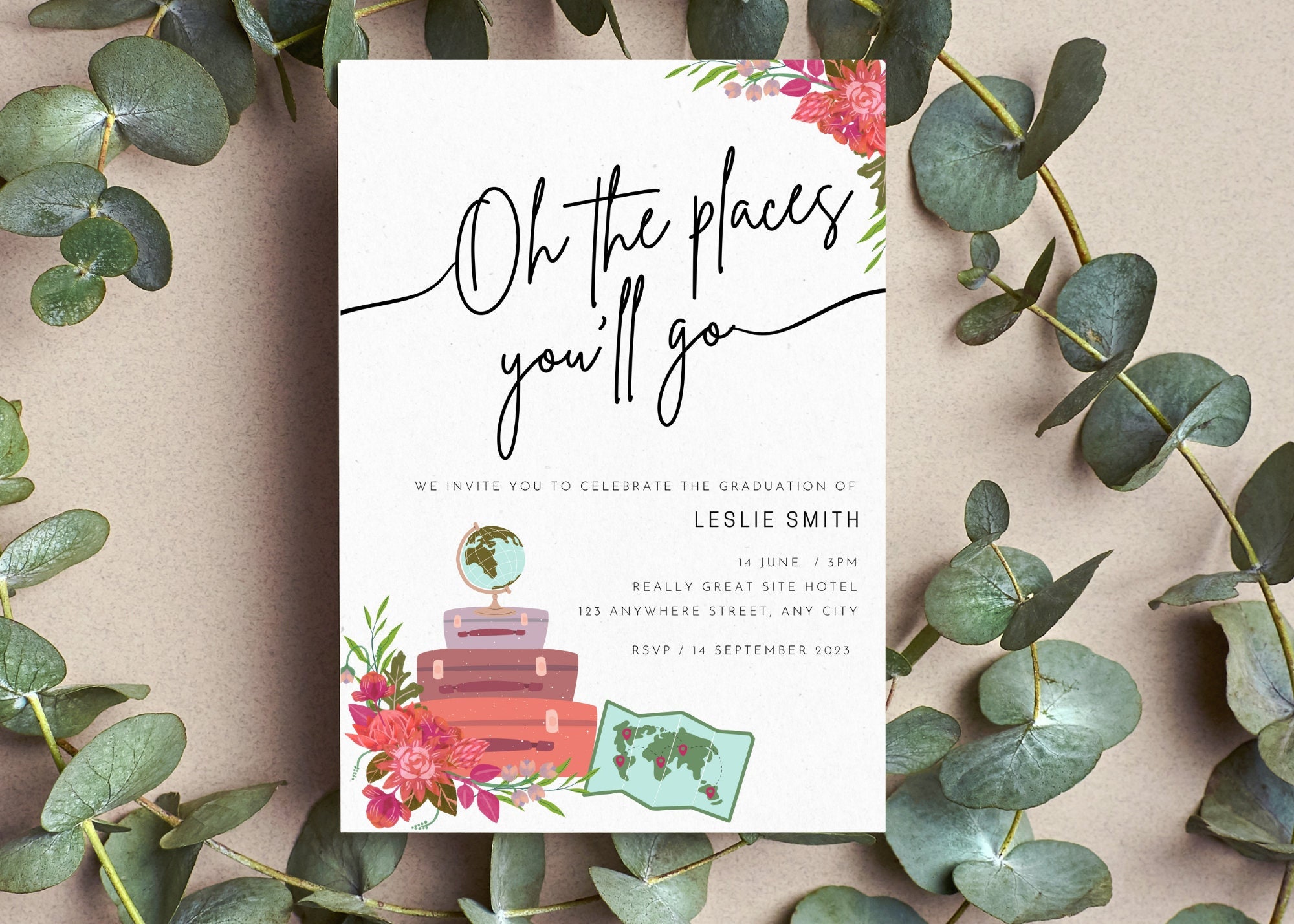 Oh the Places You'll Go| Travel Graduation Party Invitation| Adventure ...