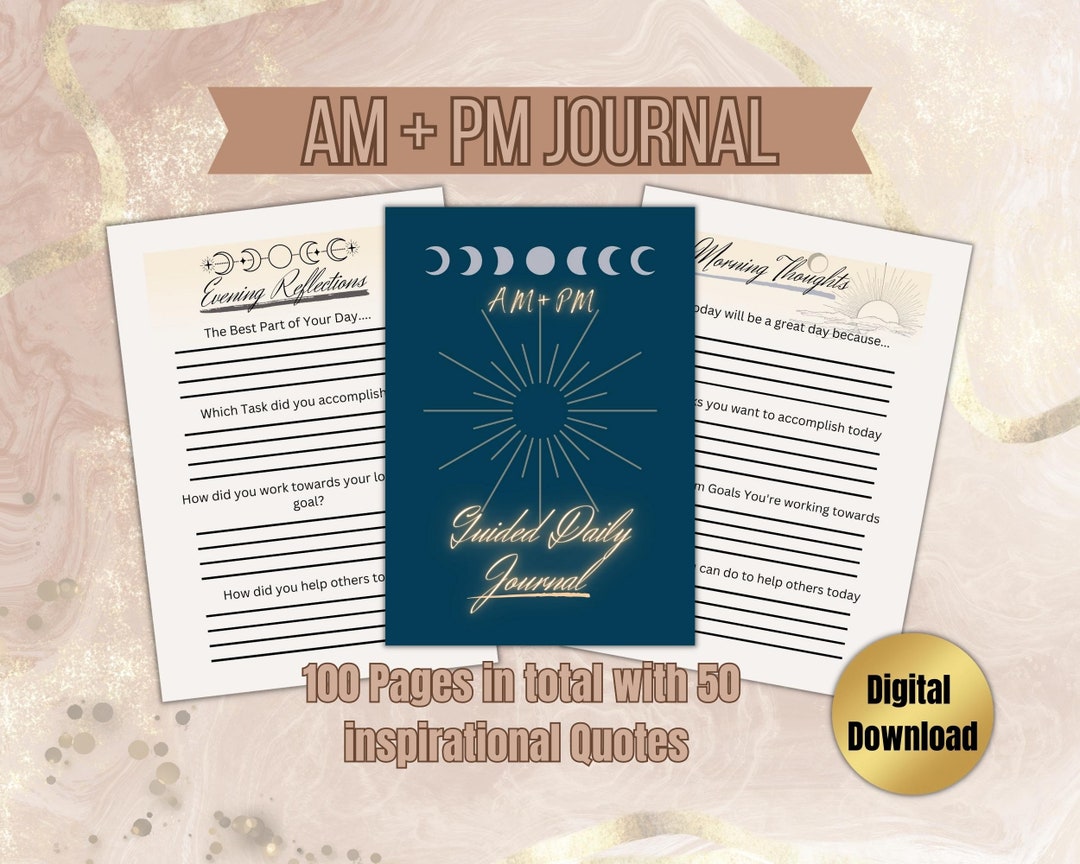 AM + PM Journal With Inspiration Quotes, Mental Health & Wellness ...