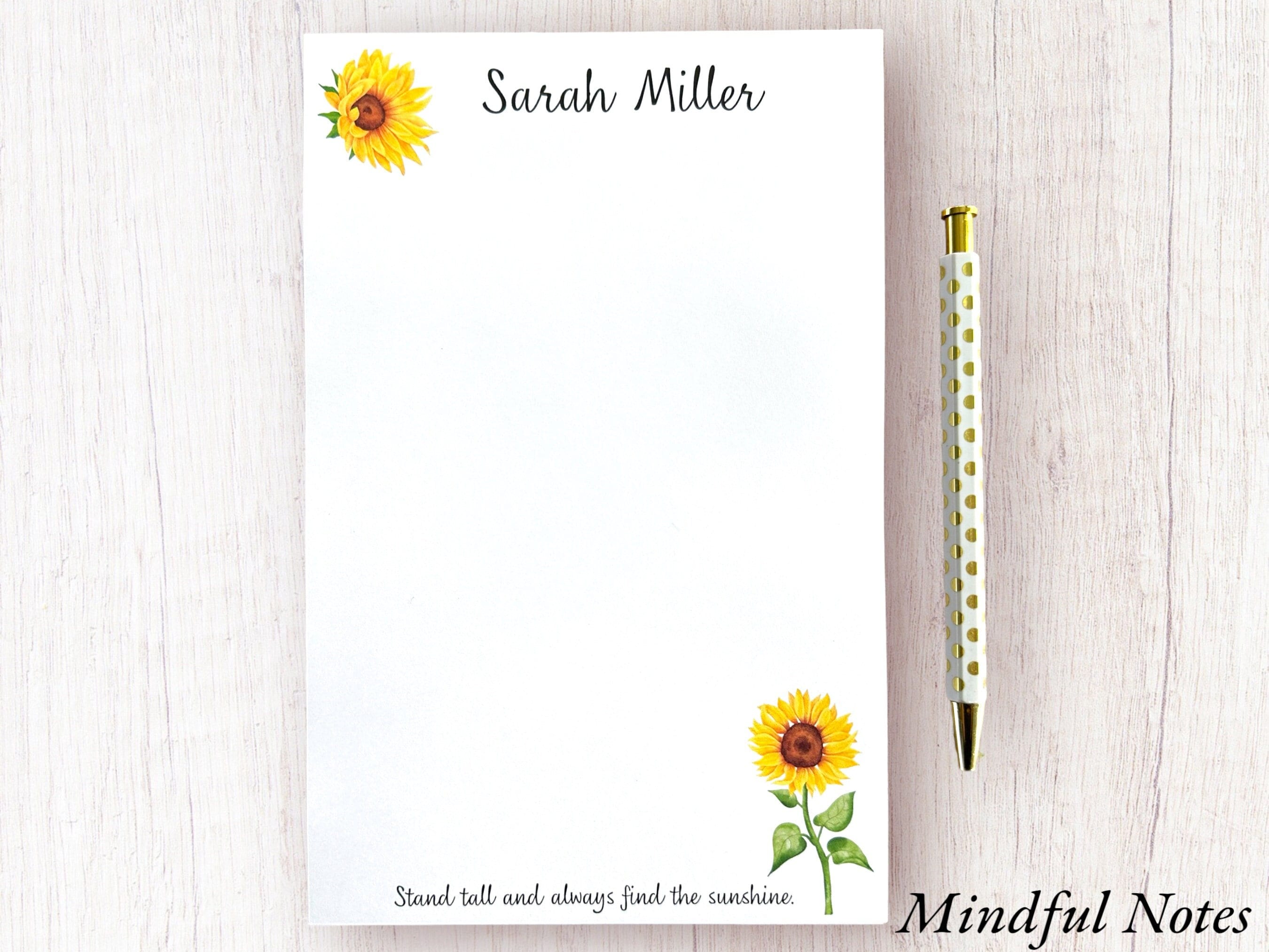 Sunflower Personalized Notepad, Inspirational Notes, Mother’s Day - Etsy