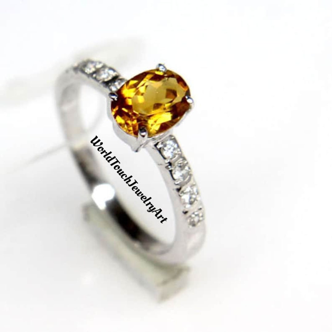 Yellow Topaz Ring: Oval Gemstone, Sterling Silver, November Birthstone ...