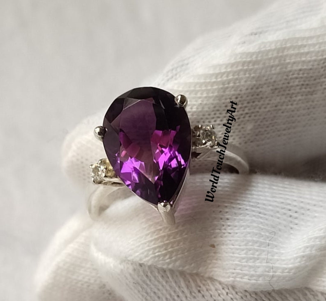 Pear Alexandrite Engagement Ring: Sterling Silver Promise Ring - Etsy