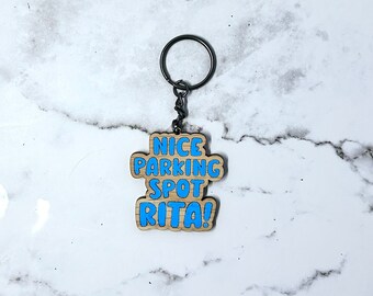 Bluey Inspired Grannies nice Parking Spot, Rita Acrylic Keychain - Etsy