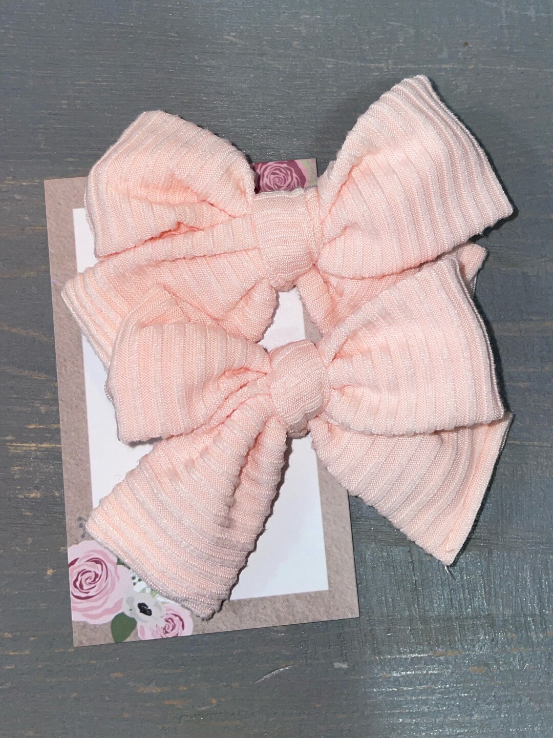 Blush Pink Ribbed Bow - Alligator Hair Clips - Etsy