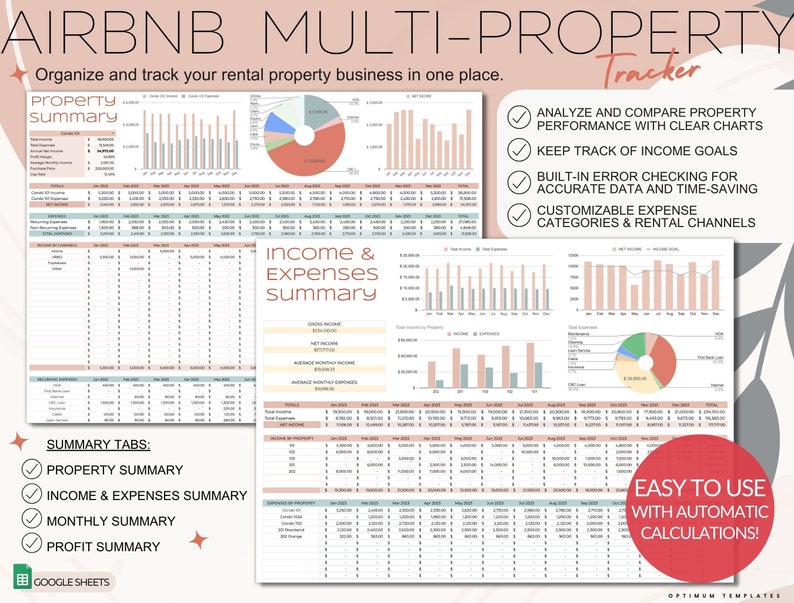 Airbnb Multi-property Income & Expense Tracker - Google Sheets Template ...