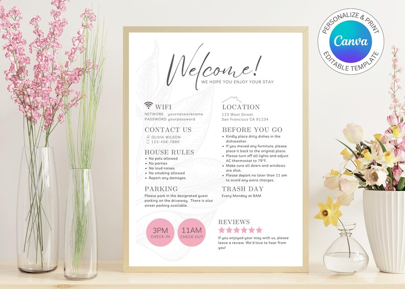 Airbnb Host Welcome Sign VRBO Template Vacation Rental Printable Poster ...