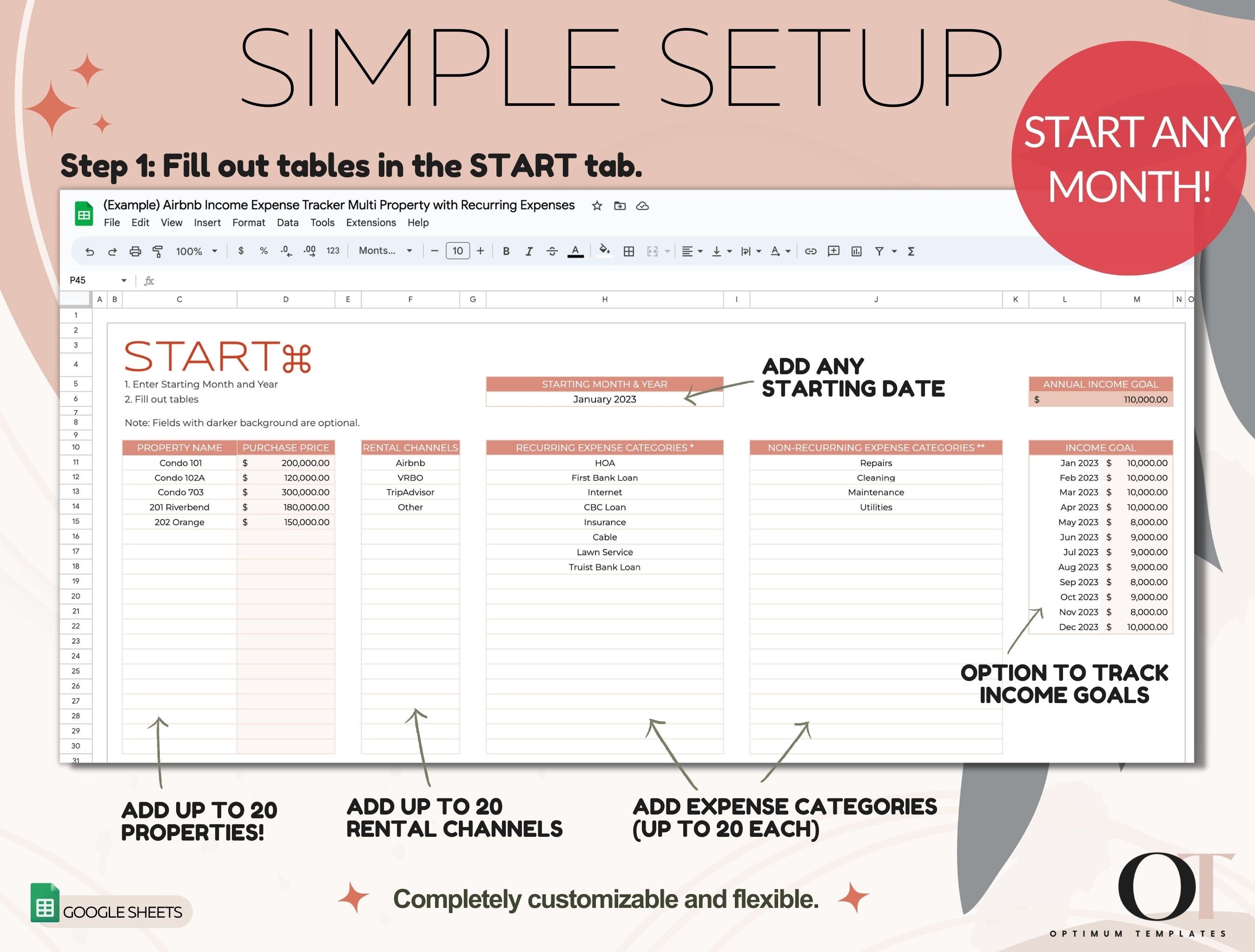 Airbnb Host Income Expense Tracker Template Spreadsheet Vacation Rental ...