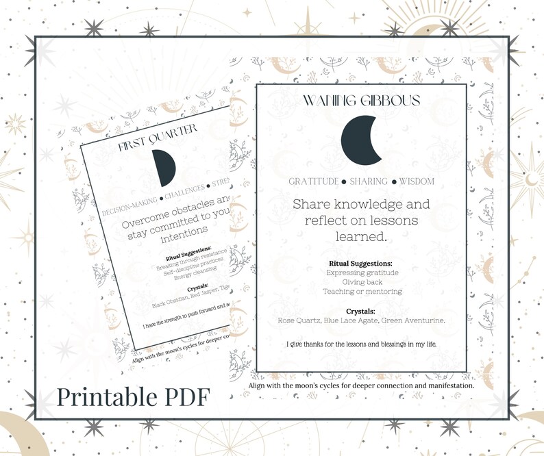Moon Phases Meanings Printable | Lunar Cycle Spiritual Guide | Moon ...
