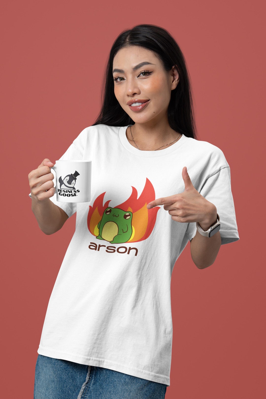 Unisex Cute Frog Arson Graphic Tee; Fun Mens Unisex Frog Toad T-shirt ...