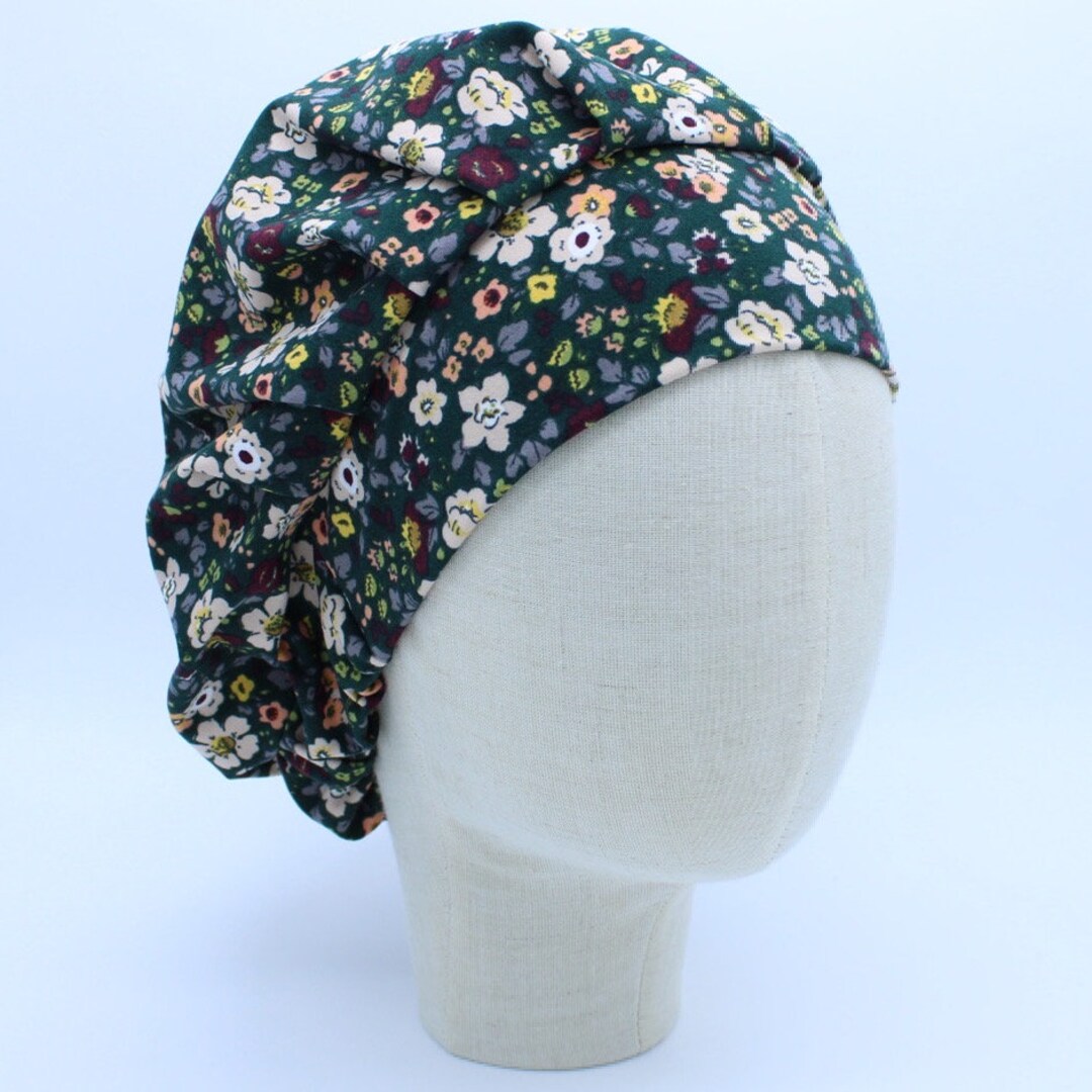 Dainty Flowers on Dark Background in a Bouffant-style Scrub Cap - Etsy