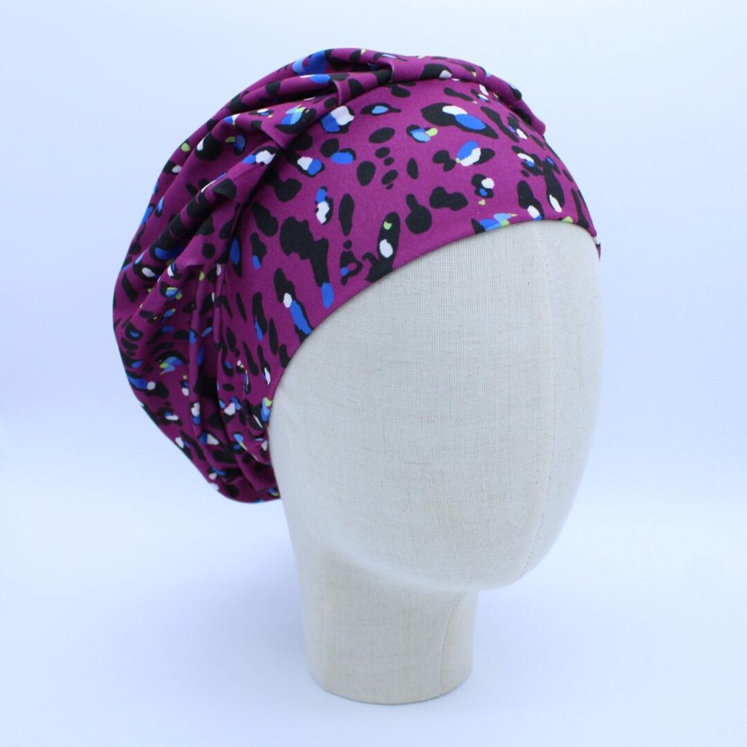 Purple and Black Leopard Print on Double Brushed Poly in a Bouffant ...