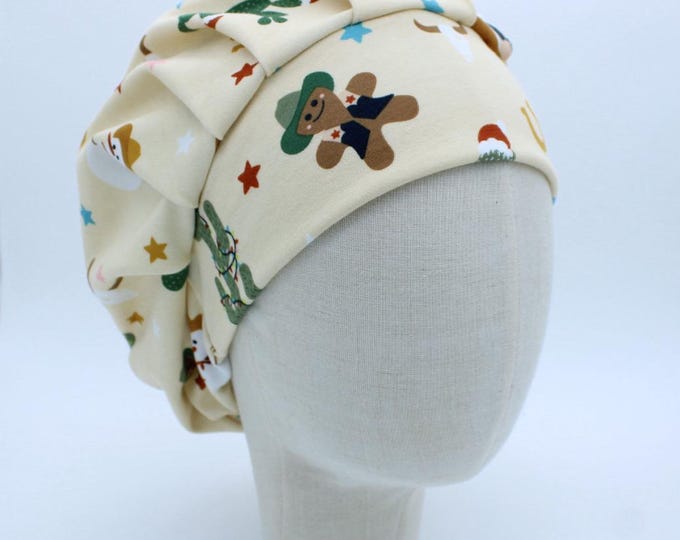 Western Christmas on Cream Colored Interlock Knit in a Bouffant Style ...