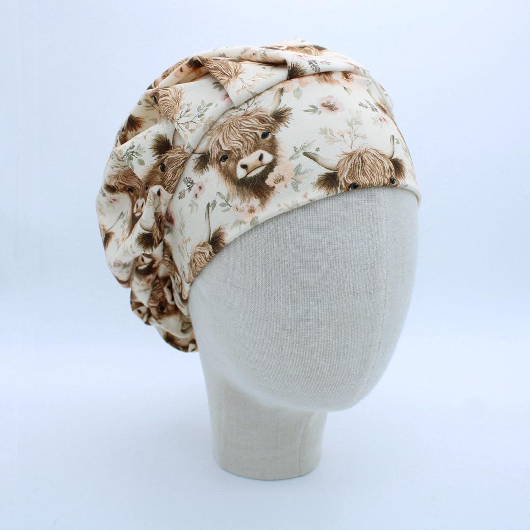 Highland Cattle on Double Brushed Poly in a Bouffant Style Scrub Cap - Etsy