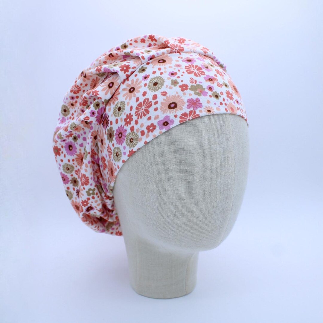 Floral Bouffant Style Scrub Cap: Soft Stretchy Double Brushed Poly - Etsy