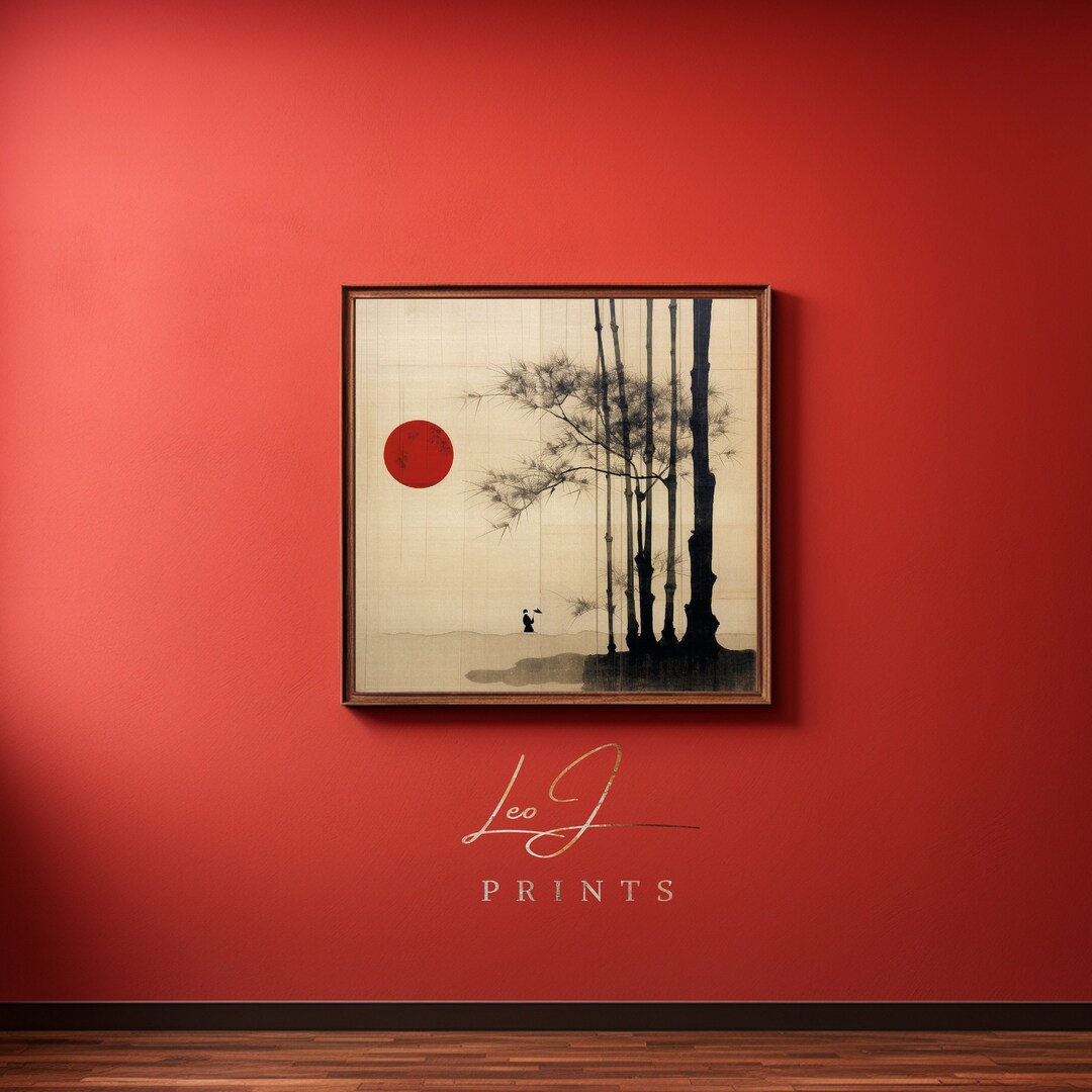 Japanese Rising Sun Art Vintage Bamboo Tree Decor High - Etsy