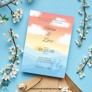 One Piece Anime Inspired Wedding Invitation Set Printable - Etsy