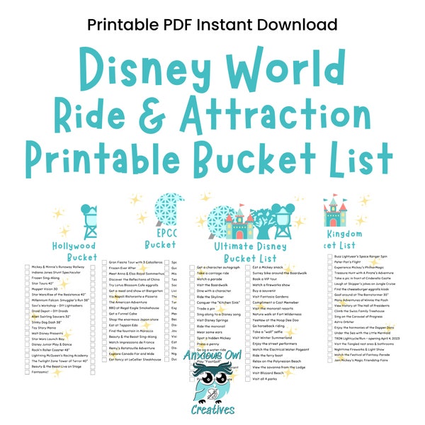 Disneyland Ride List - Etsy