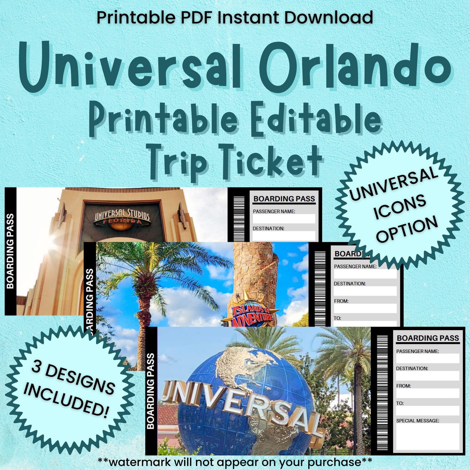 Universal Studios Customizable Surprise Trip Gift Ticket Printable ...