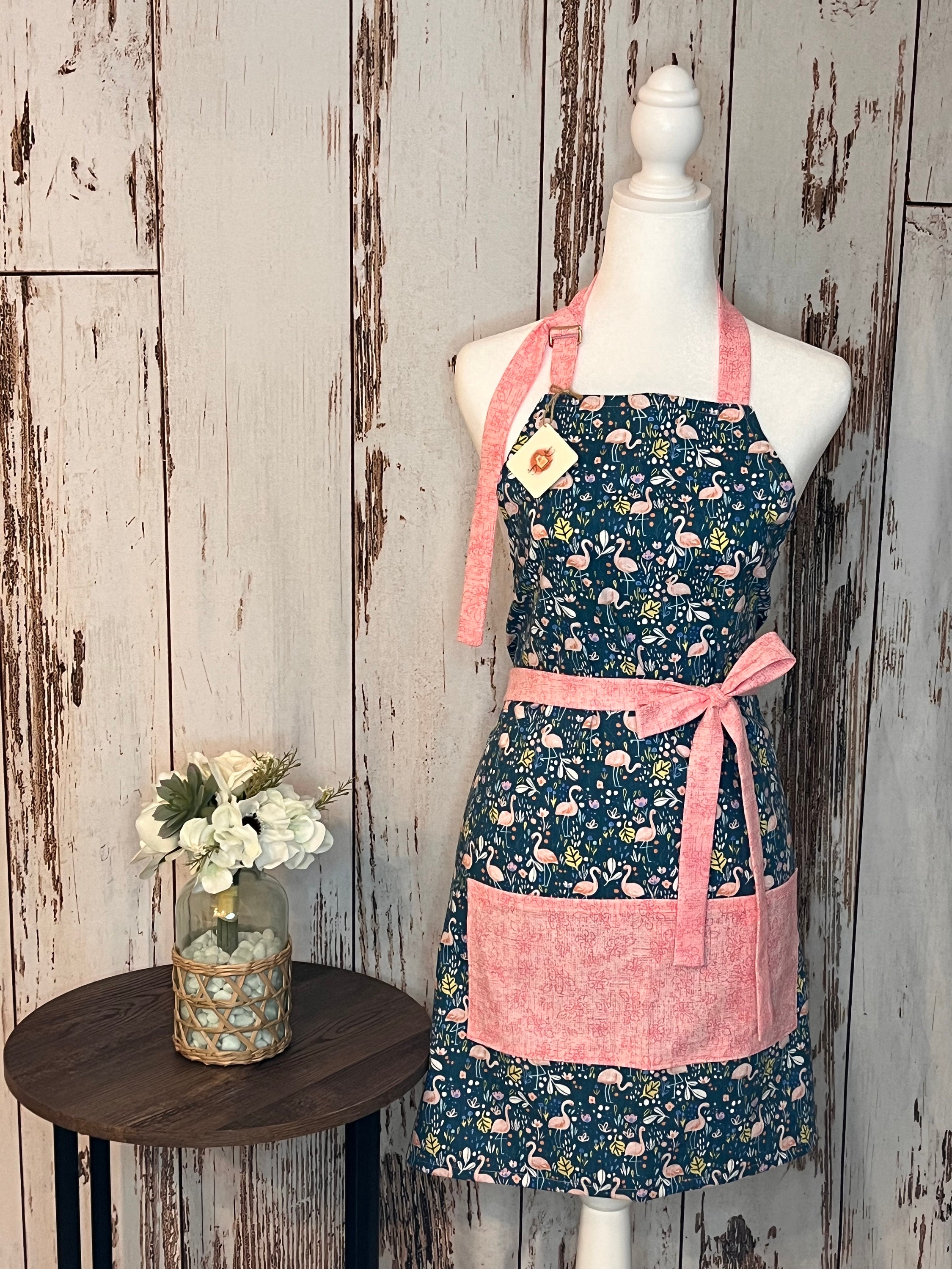 Flamingo Apron, Apron With Pockets, Kitchen Gift, Gift for Her, Apron ...